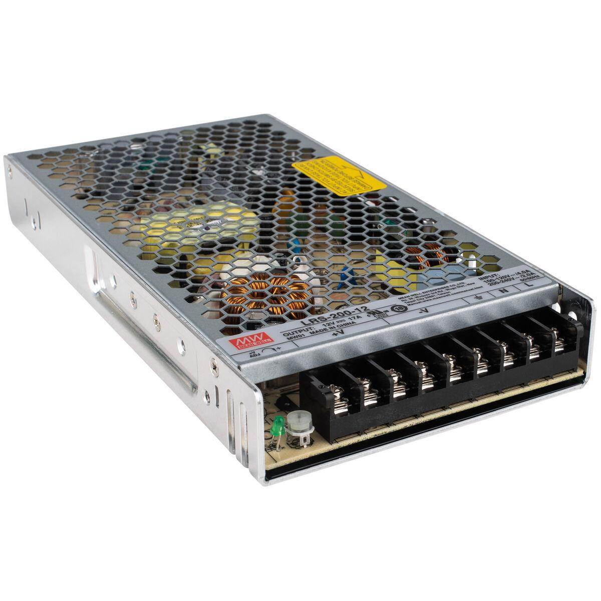 Mean Well MW LRS-200-12 12V 17A 200W Regulated Switching Power Supply AC Adapter with Power Cables